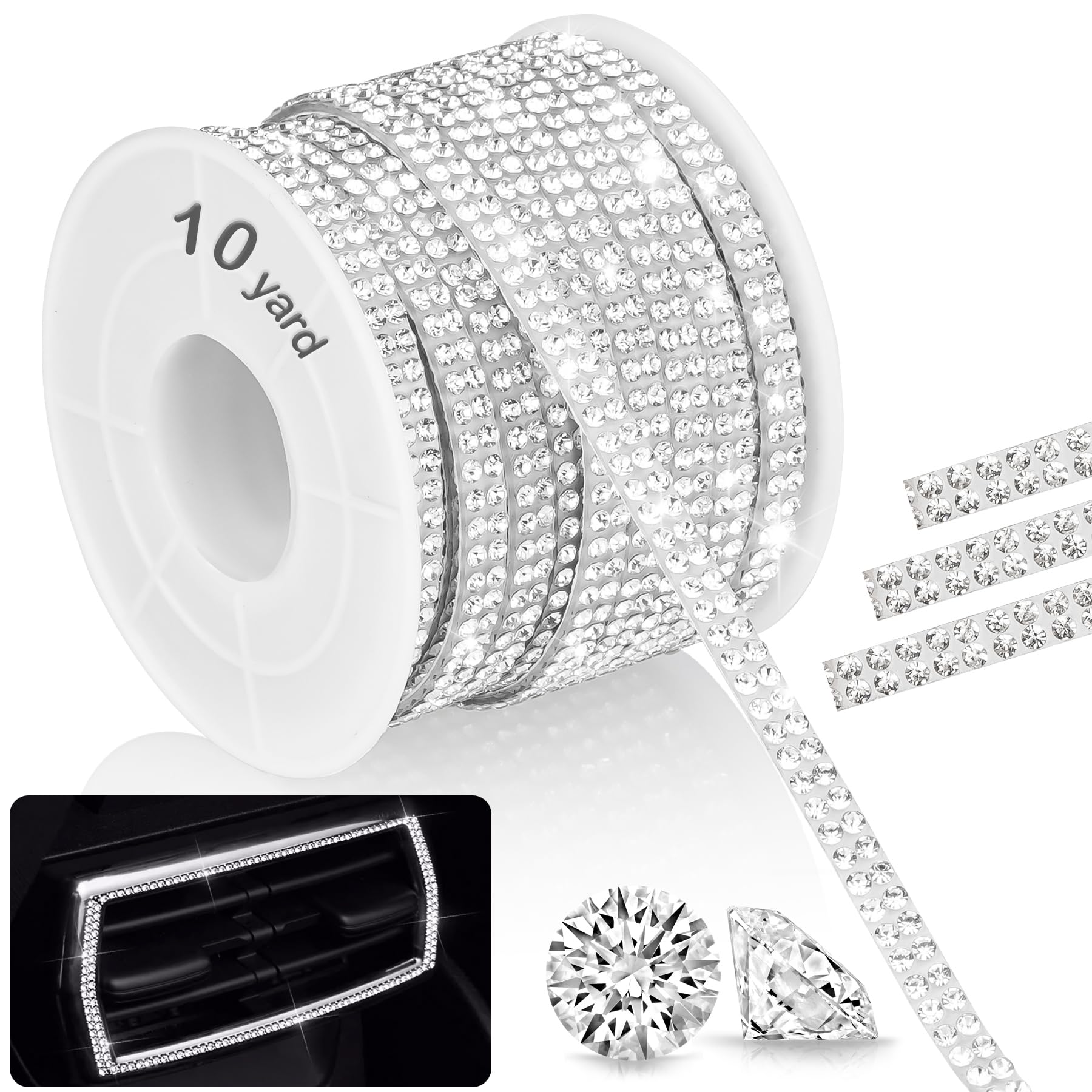 NiArt 10-Yard Self Adhesive Crystal Rhinestone Ribbon, Durable ...