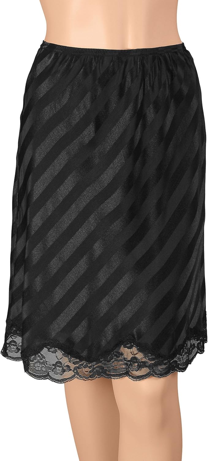 Gemsli Shadow, Tone on Tone Striped Half Slip with Novelty Lace, Cling ...