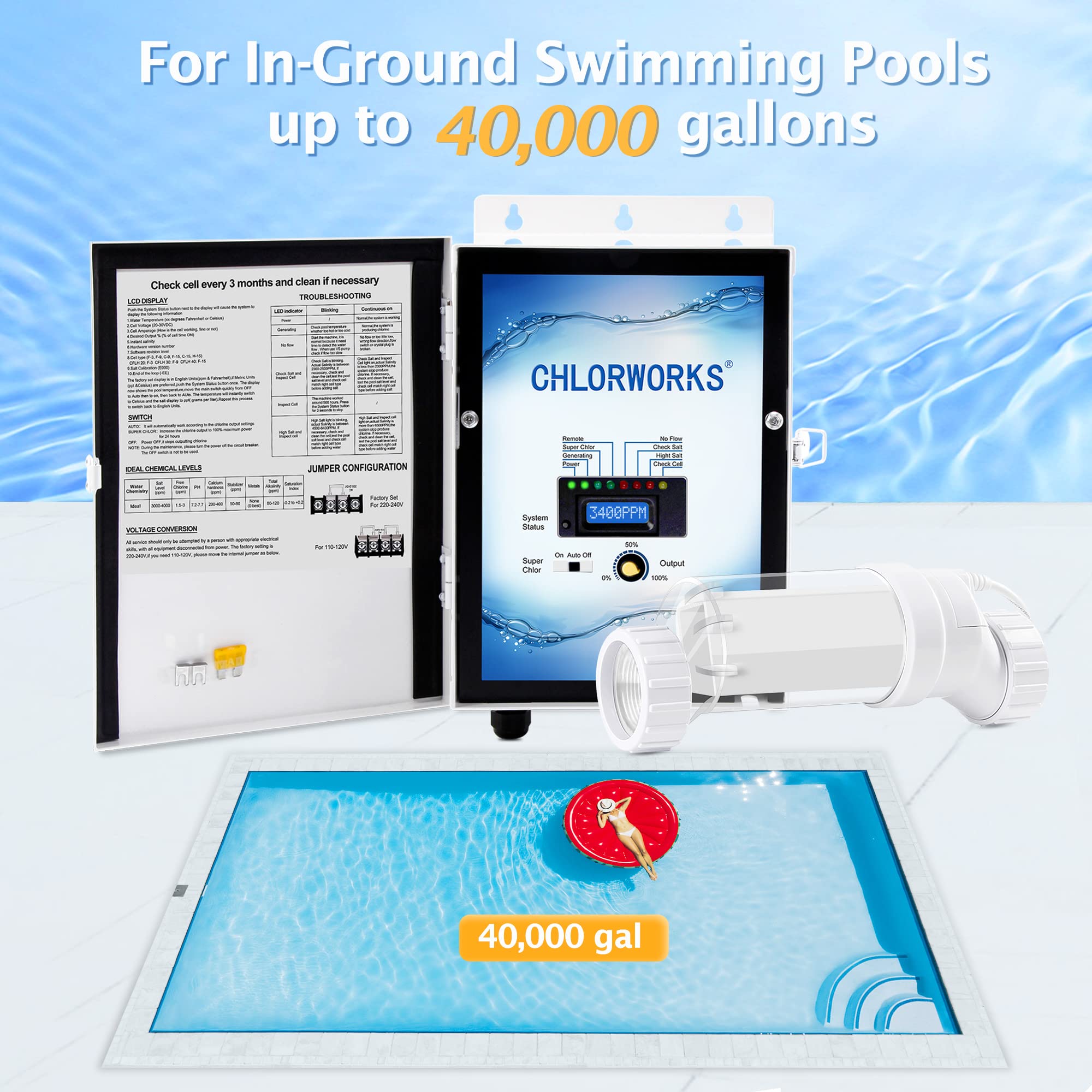 Mua CHLORWORKS Salt Chlorine Generator- Salt Water Pool Chlorinator ...