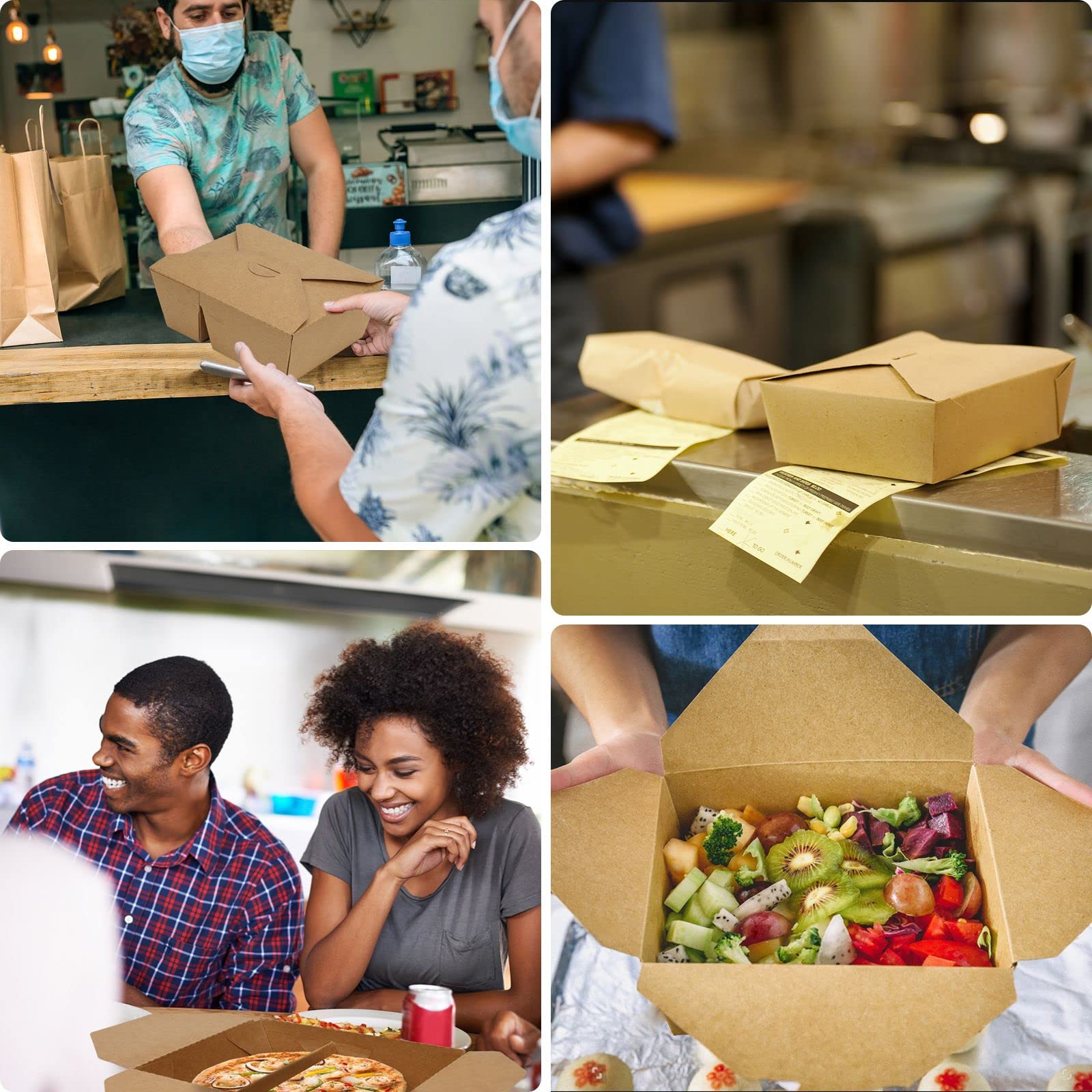 Mua 60 Pack 40 Oz Take Out Food Containers Disposable Kraft Paper Food ...