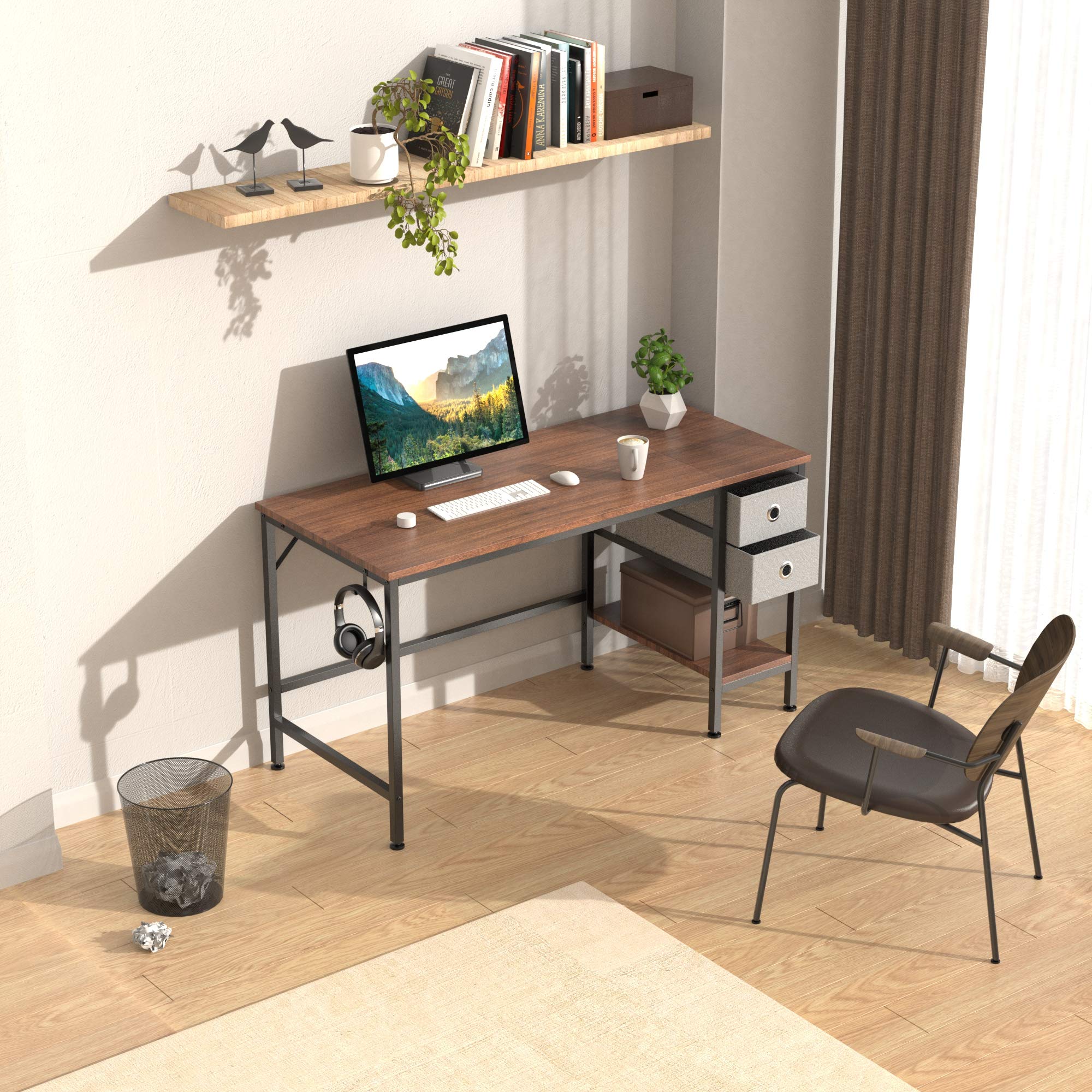 Office Desk, Computer Desk with Drawers 47" Study Writing Desks for ...