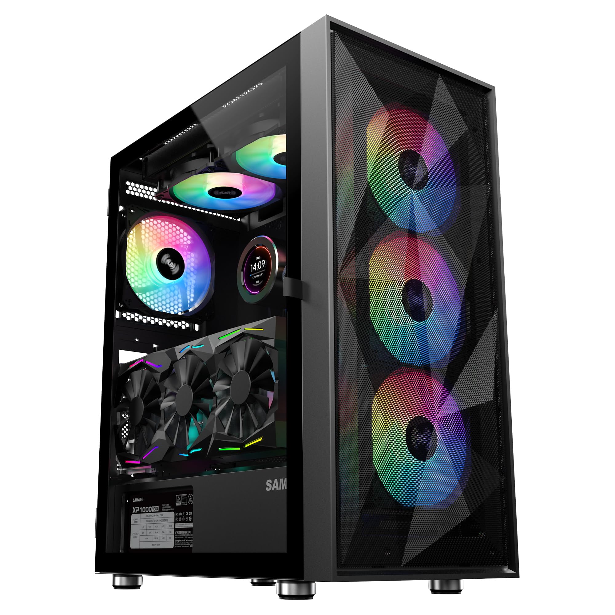 SAMA 3509 Black ATX Mid Tower PC Case – Steel Mesh Front, Hinged ...