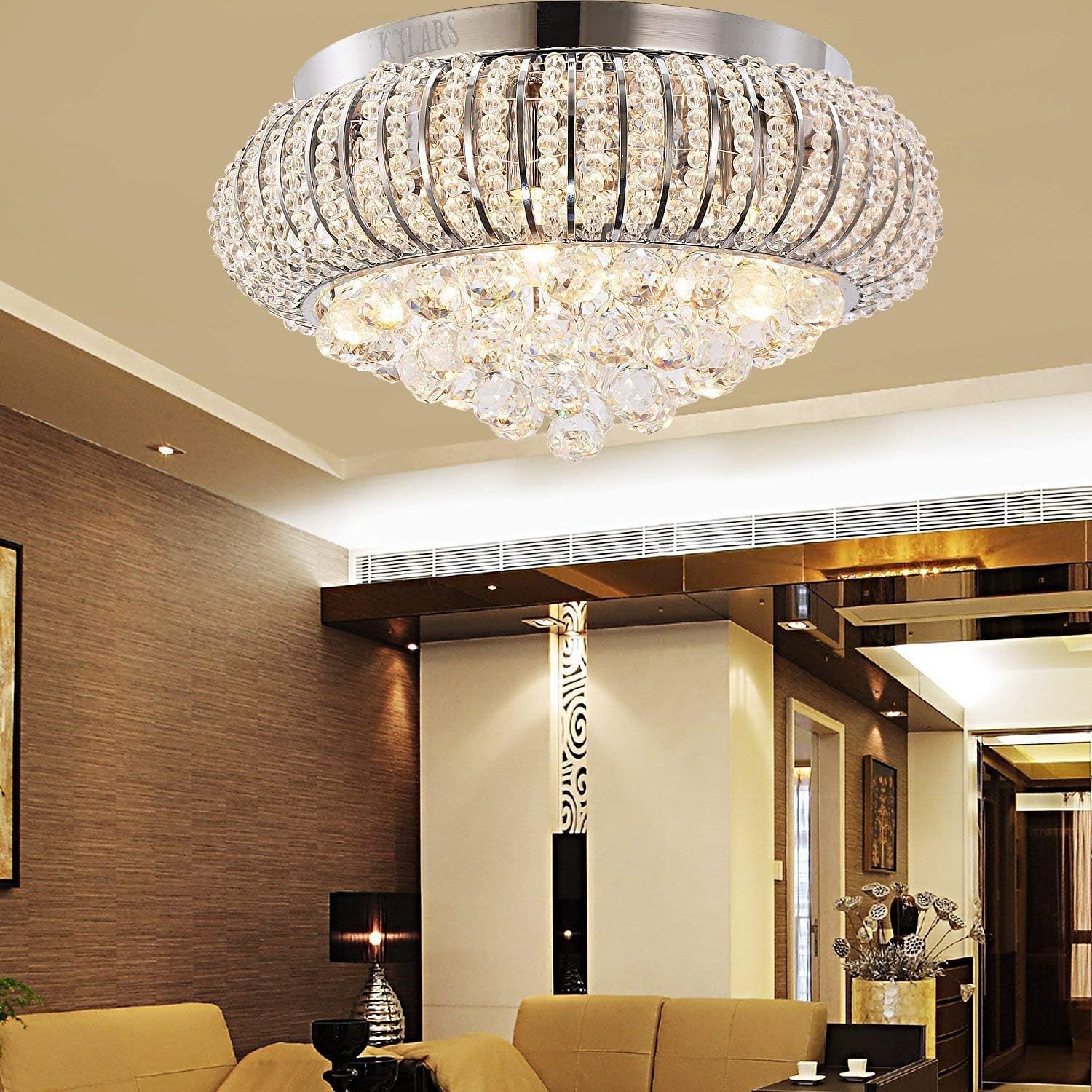 KJLARS Modern Crystal Ceiling Light Elegant Pendant Lighting LED ...