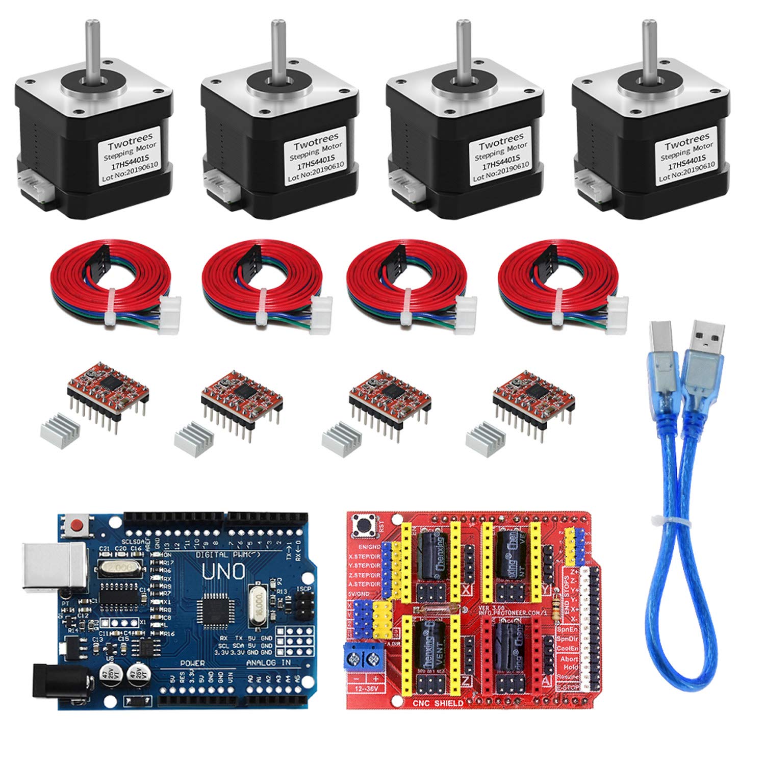 Mua Twotrees 3D Printer CNC Controller Kit with for ArduinoIDE, GRBL CNC Shield Board A4988 ...