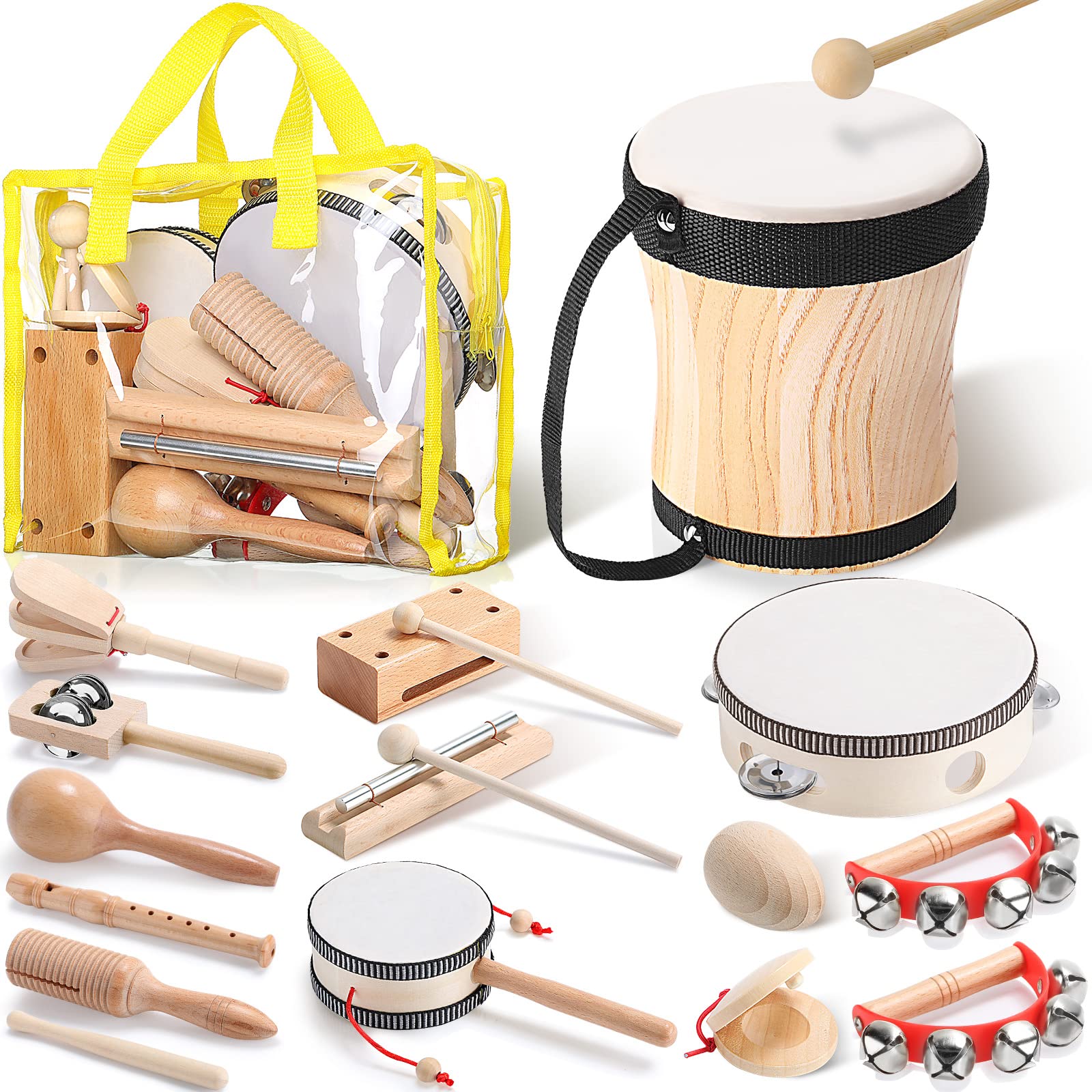 Chumia Kids Musical Instruments Set Wooden Percussion Instruments ...