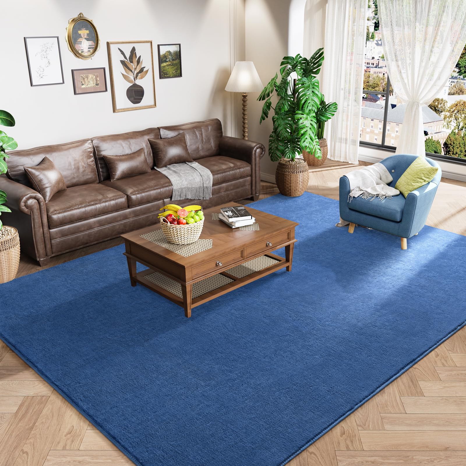 Amearea Modern Area Rugs for Bedroom Living Room, 4x6 Feet Blue ...