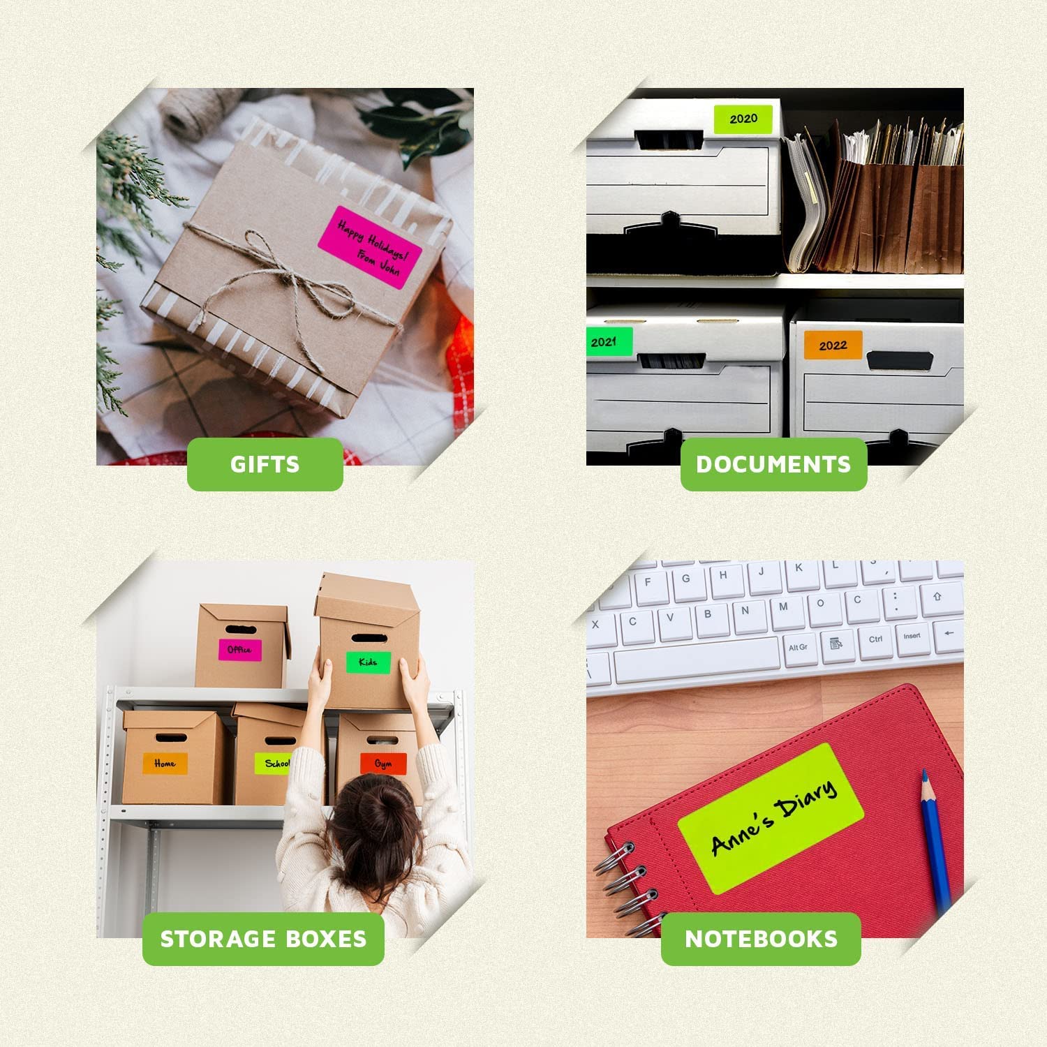 Rectangular Color-Coding Stickers 4x2 Inch (7.5cm X 2.5cm) Pink Label ...