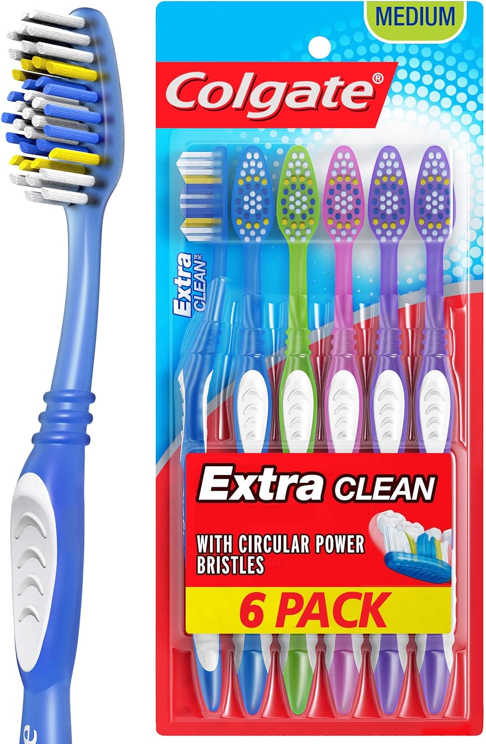 Colgate Extra Clean Full Head Toothbrush, Medium - 6 Count: Amazon.ca ...