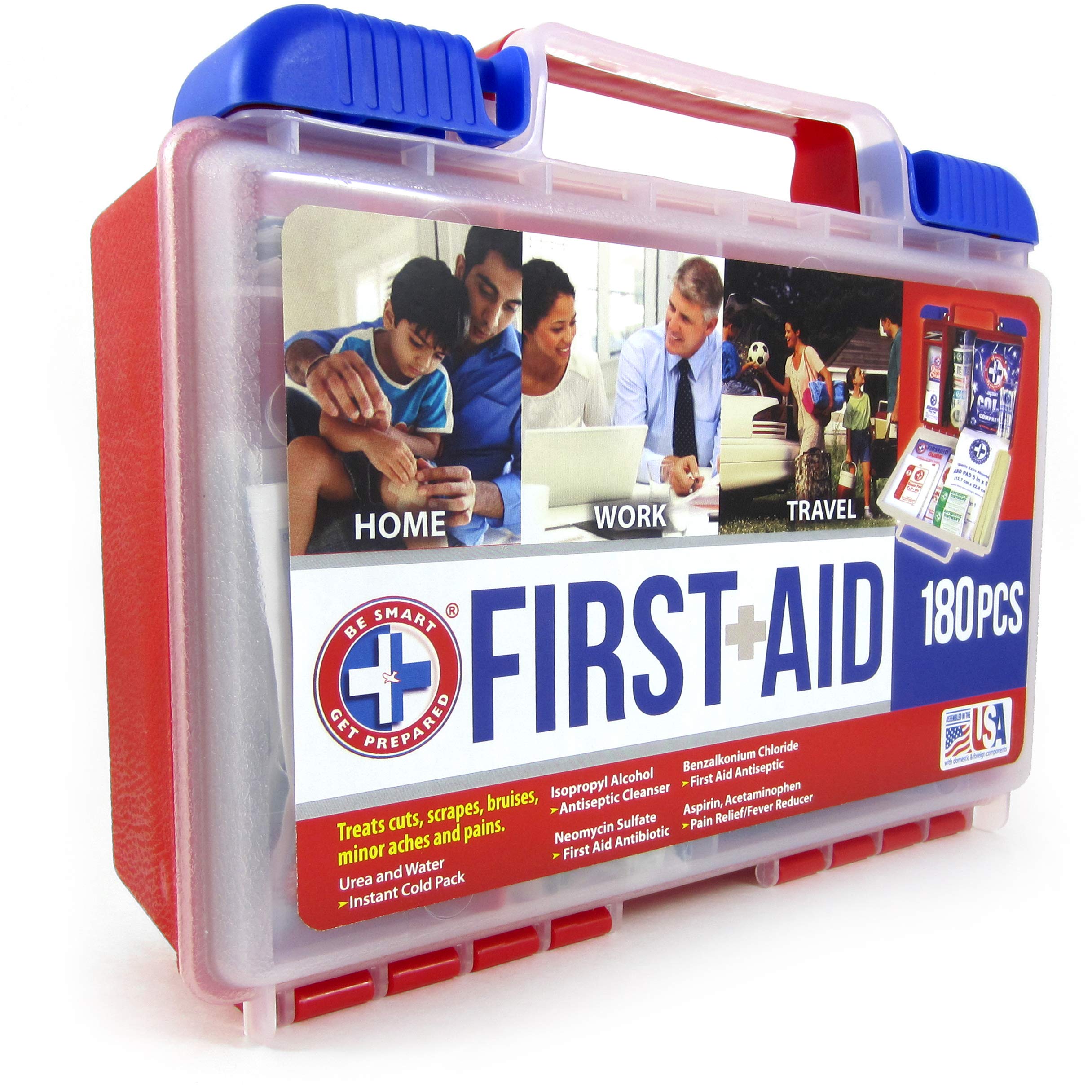 Be Smart Get Prepared 180 Piece First Aid Kit: Clean, Treat, Protect ...