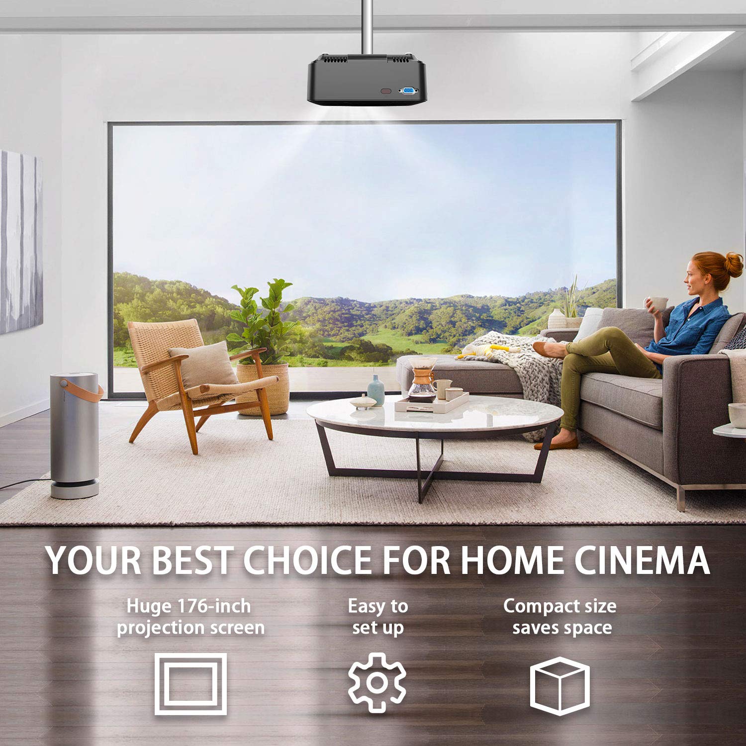 DBPOWER Mini Projector, 70% Brighter HD 1080P LED Video Projector with ...