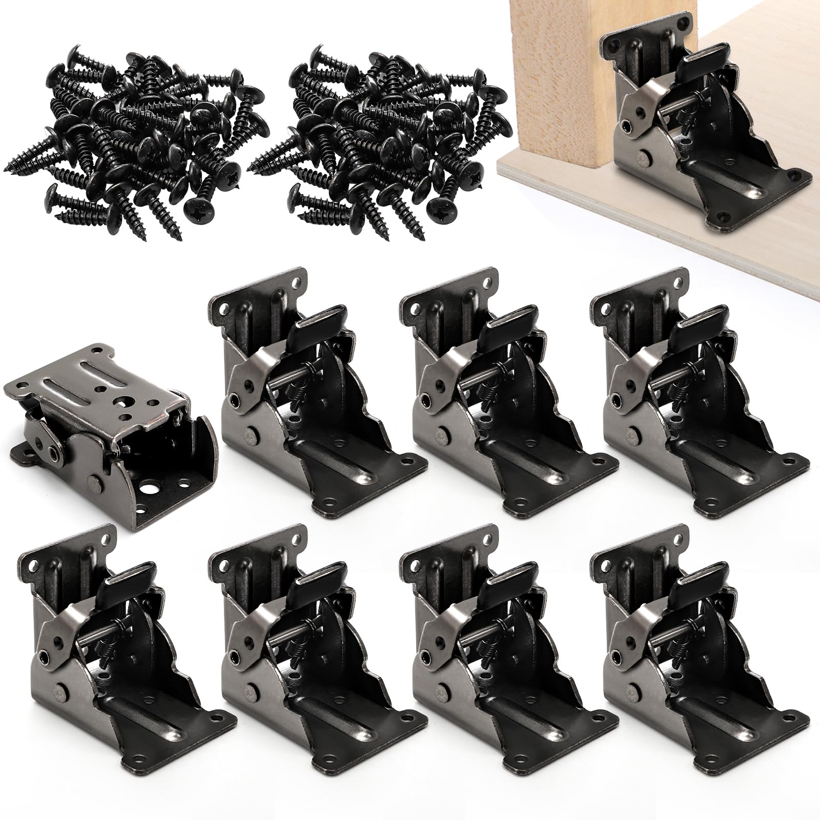 WUWEOT 8 Pack Table Leg Folding Brackets, Self-Locking Hinge Hardware ...