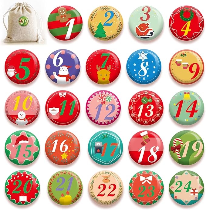 HOWAF Number 24 Christmas Advent Calendar Buttons Decorative for ...