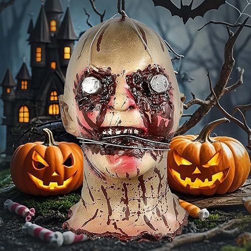 SANKEDOU Halloween Scary Hanging Severed Head Props Decorations, Life ...