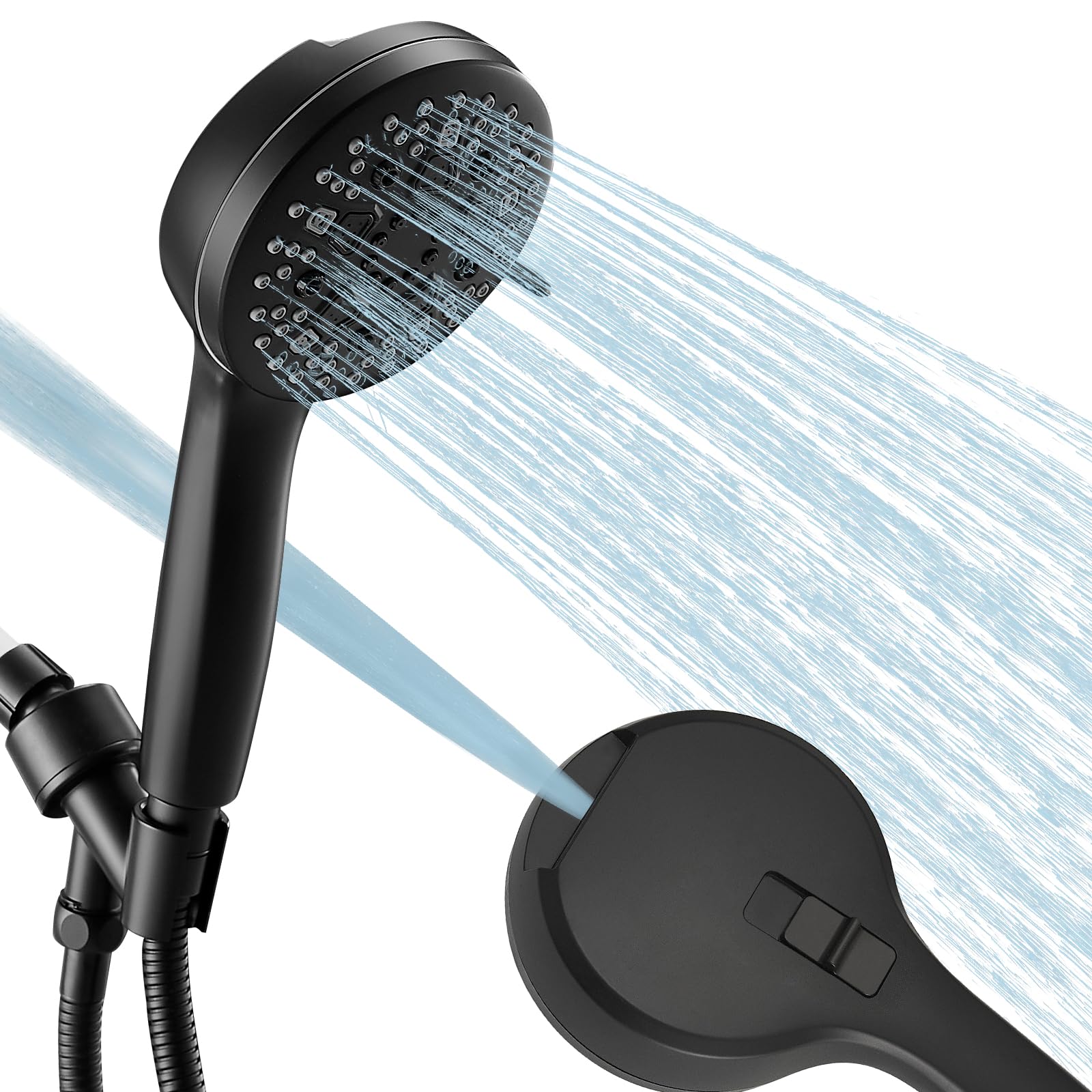 Kroias Matte Black High Pressure Handheld Shower Head Set with 59 ...