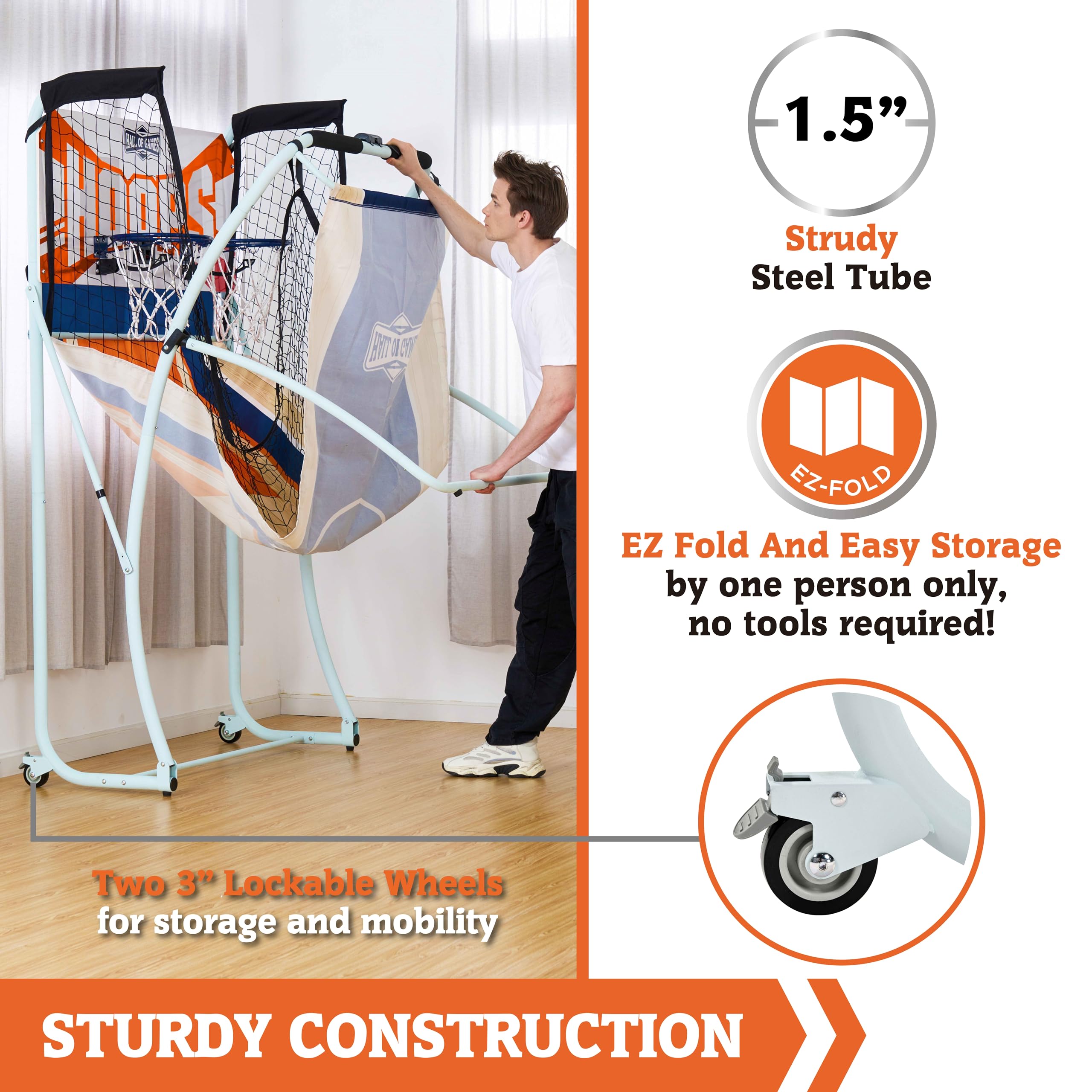 Mua Hall of Games EZ Fold Premium Indoor Arcade Basketball Game with ...