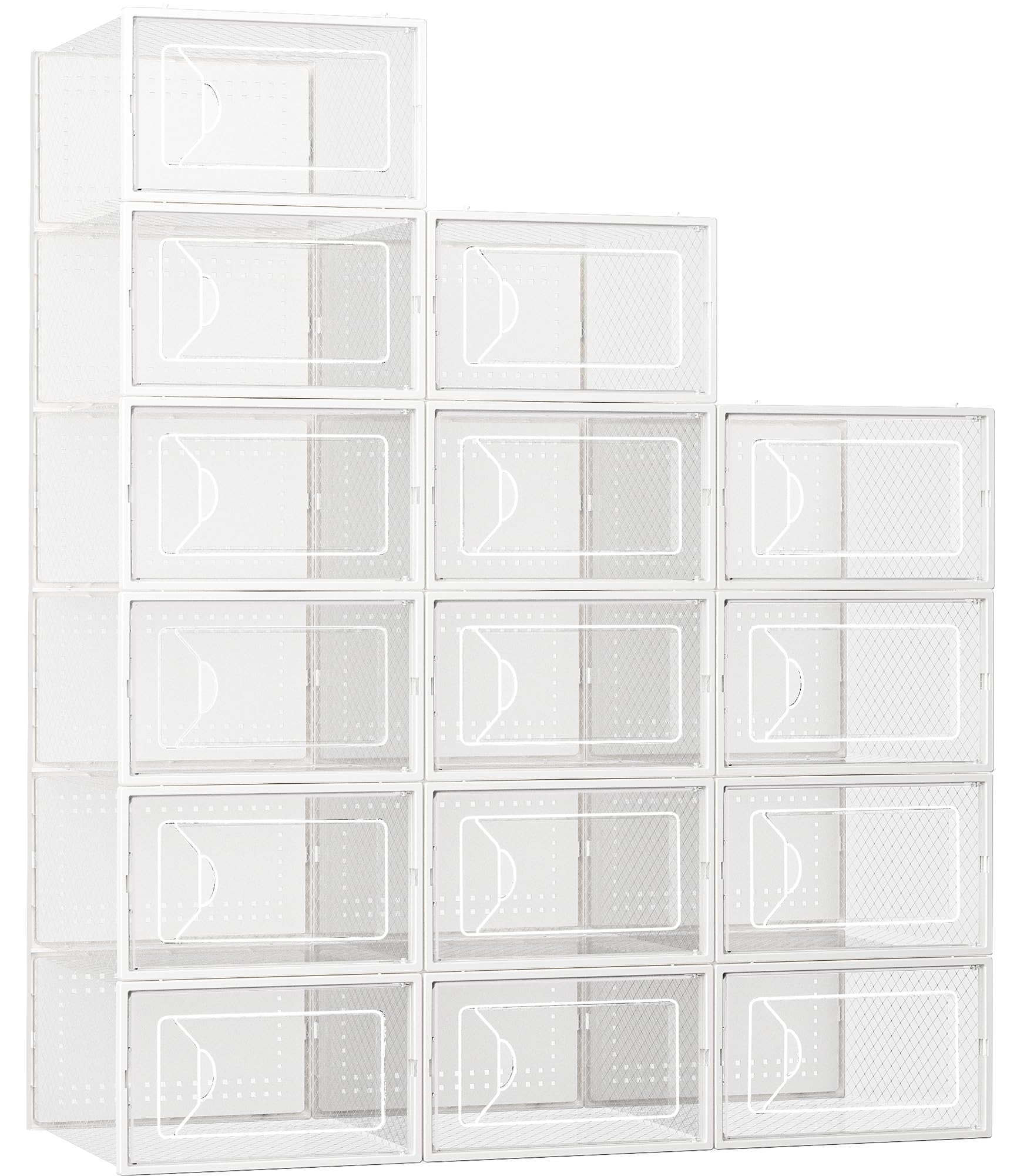Foluck Shoe Storage Box, 15 Pack Clear Plastic Stackable Shoe Organizer ...