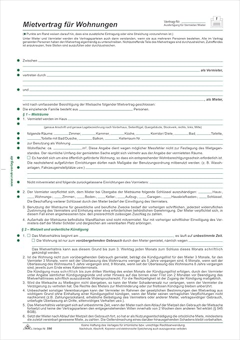 Mietvertrag für Wohnungen - Berliner Fassung, 4 Seiten, DIN A4 ...