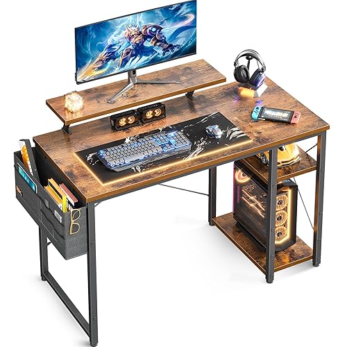 ODK 40 Inch Computer Desk with Monitor Stand and Reversible 2-Tier ...