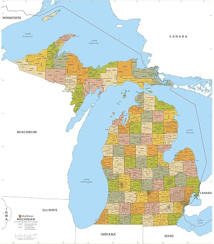 Mapa Que Incluye Los Condados Del Oeste De Michigan Amazon.com: Mapa