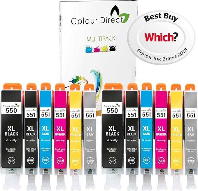 12 XL Colour Direct Compatible Ink Cartridges Replacement For Canon CLI ...