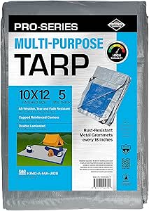 Amazon.com: 10x12 Ft Tarp, Waterproof Plastic Poly 5.5 Mil Thick ...