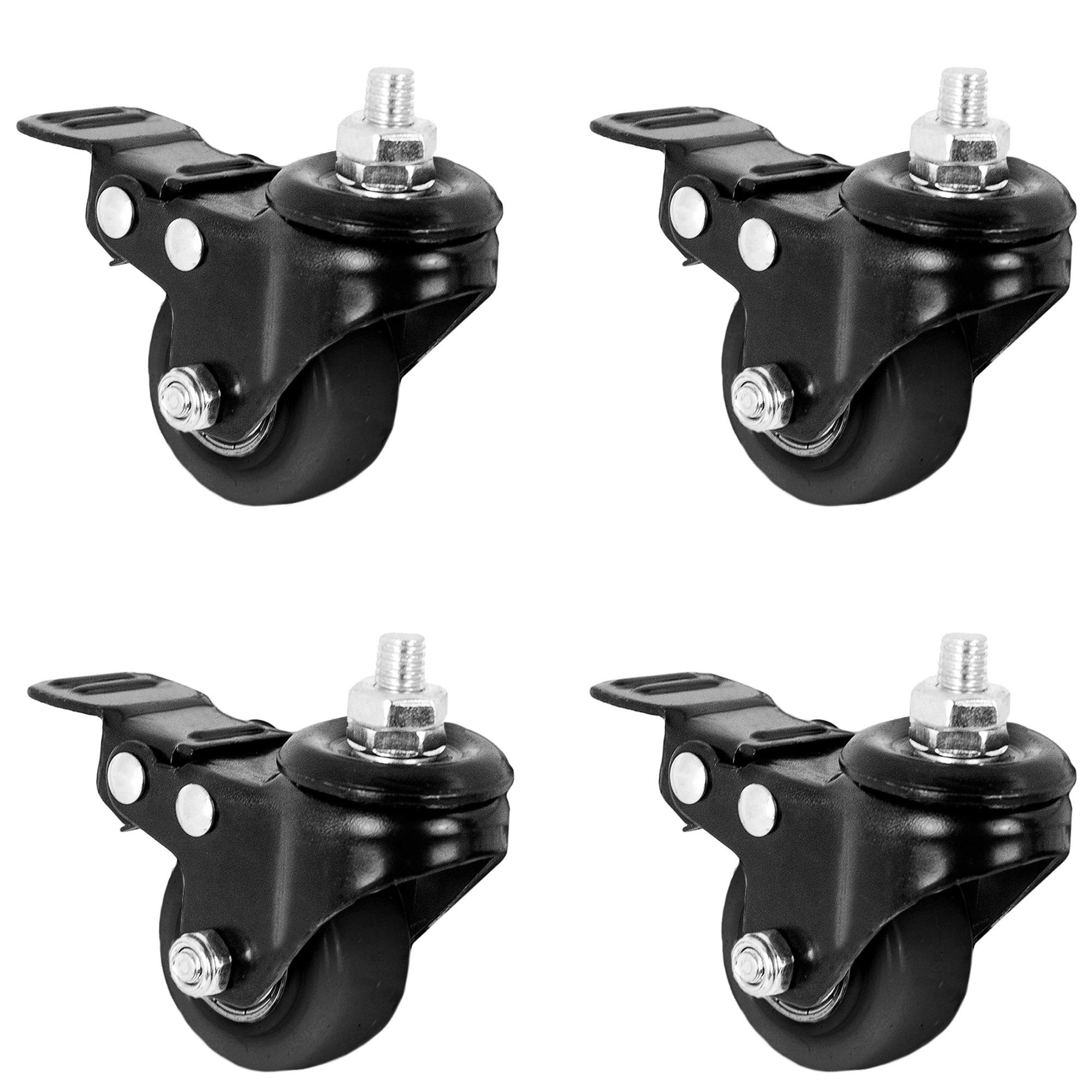VIVO 1.5 inch M8 Threaded Locking Caster Wheels, Set of 4, Swivel ...