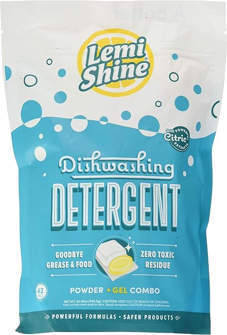 Lemi Shine Natural Dishwasher Detergent Pods, 42 Count, Powder & Gel ...