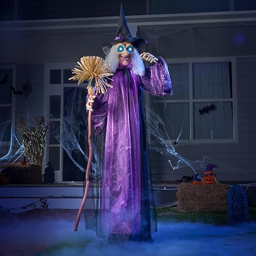 JOYIN 72" Outdoor Halloween Decorations Witch Life Size Animated with ...