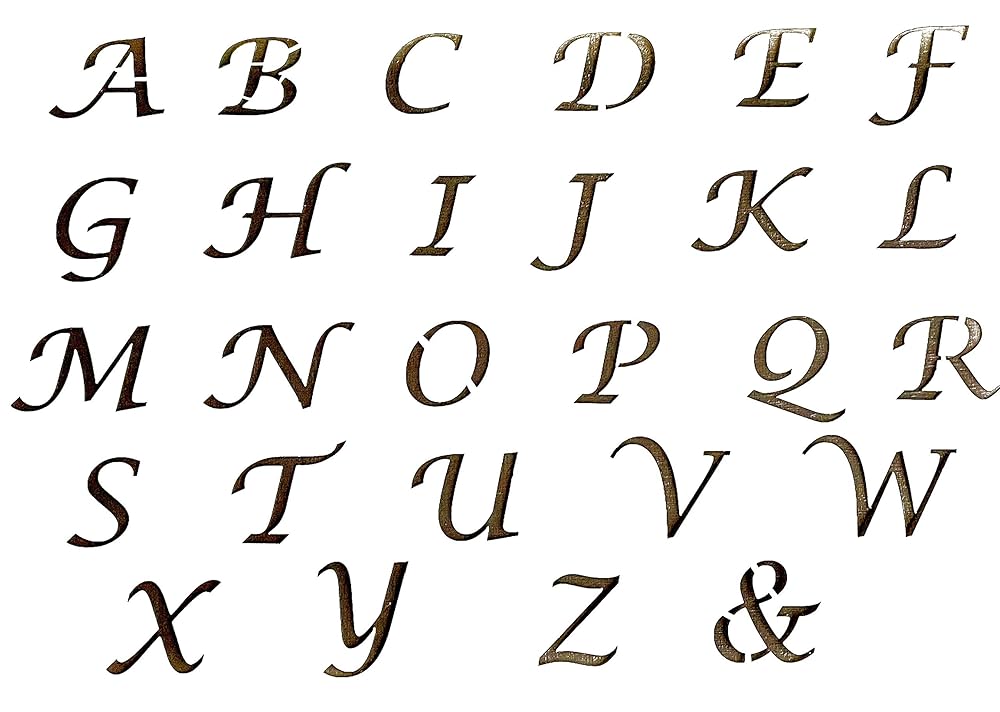 Italic Letter Capitals Upper Case Stencil Template A4, Letter Height ...