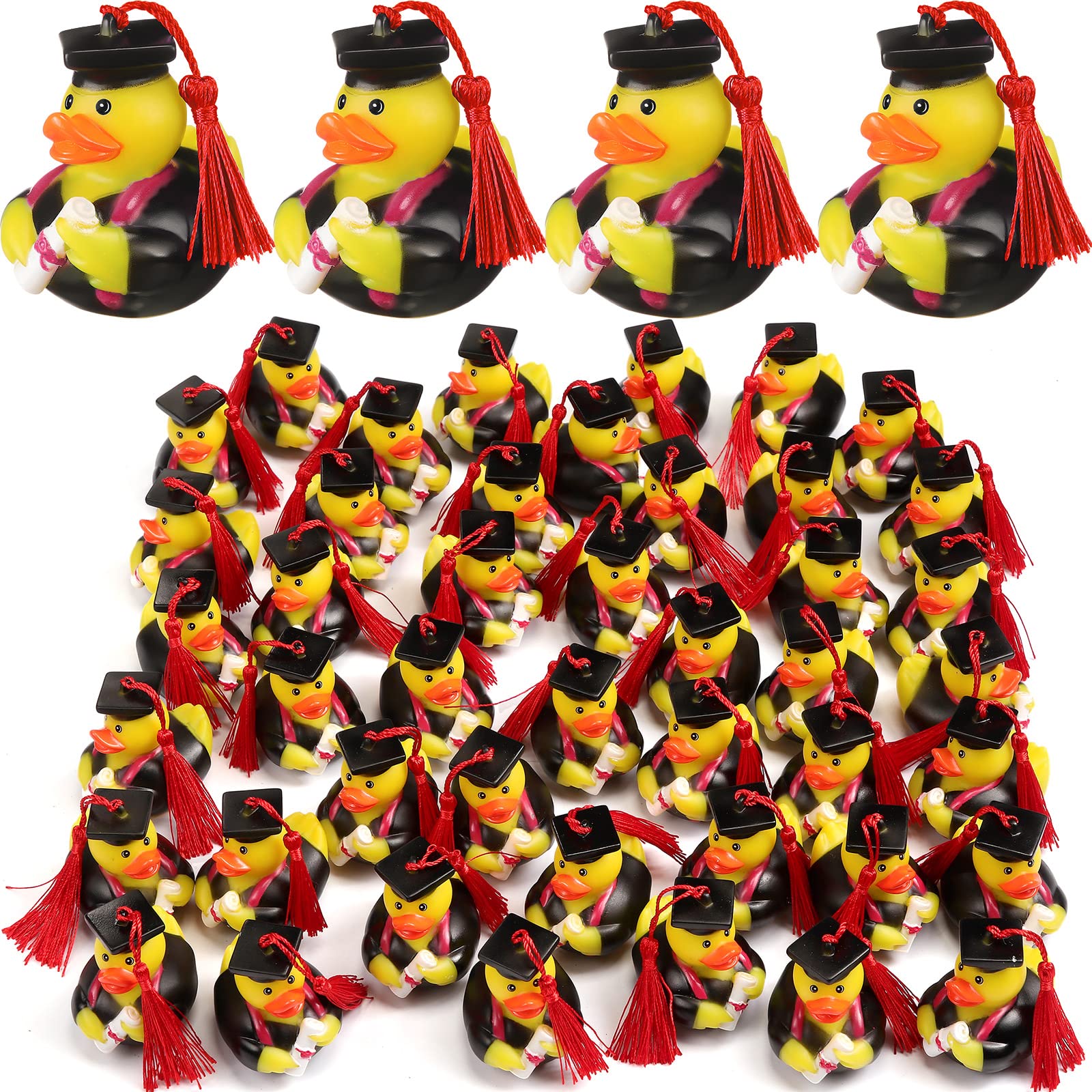 Lewtemi 24 Pcs Red Graduation Diploma Rubber Ducks 2025 Grad Rubber ...