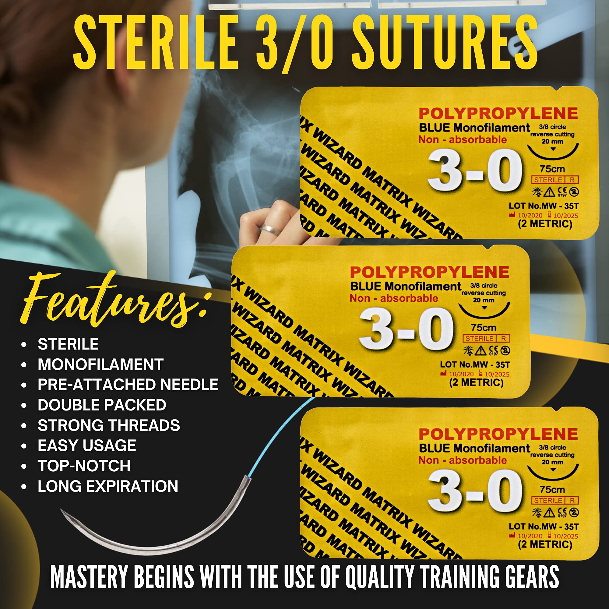 Mua Sterile Suture Thread with Needle Plus Disposable Preloaded 55 Wire ...
