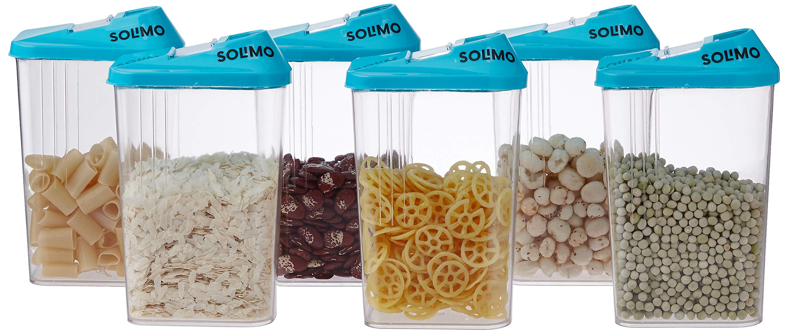 Solimo Plastic Storage Containers with Sliding Mouth - Set of 6 Pcs ...