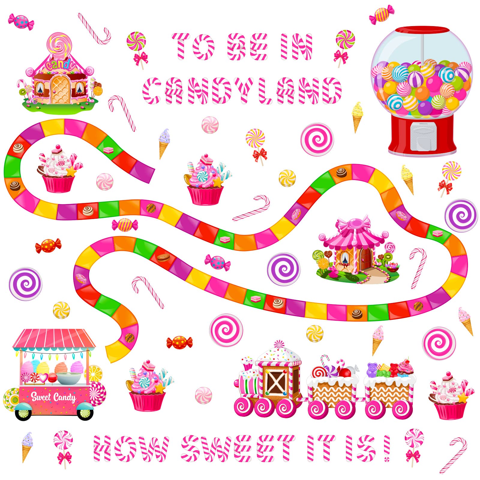 Outus Candyland Ice Cream Bulletin Board Decor Set Classroom Decoration ...