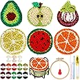 Amazon.com: Yaomiao 6 Pcs Fruit Punch Needle Coaster Kit Punch Needle ...