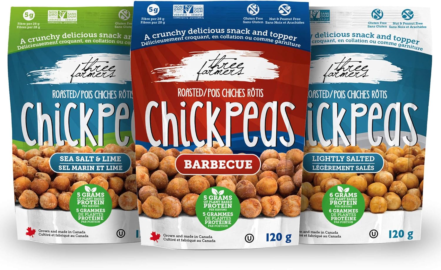 Three Farmers Roasted Chickpeas Variety (3 Pack): Amazon.ca: Grocery