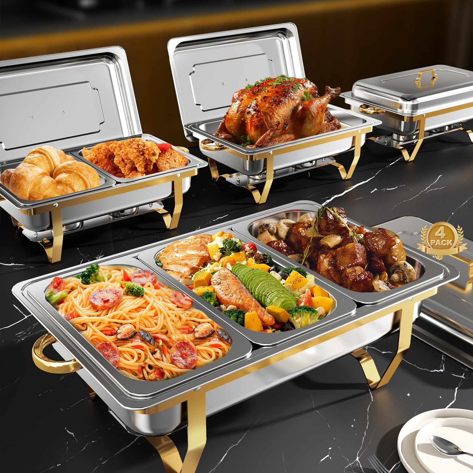 Chafing Dish Buffet Set, 9QT High Grade Chafing Dishes for Buffet ...