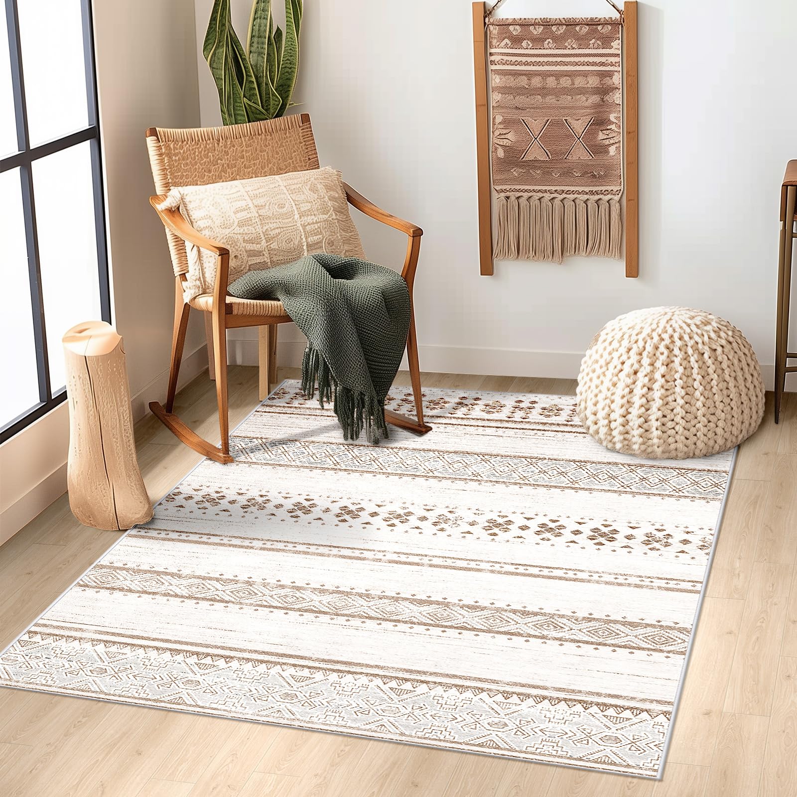 BESTSWEETIE 3x5 Area Rugs for Living Room Washable Moroccan Farmhouse ...