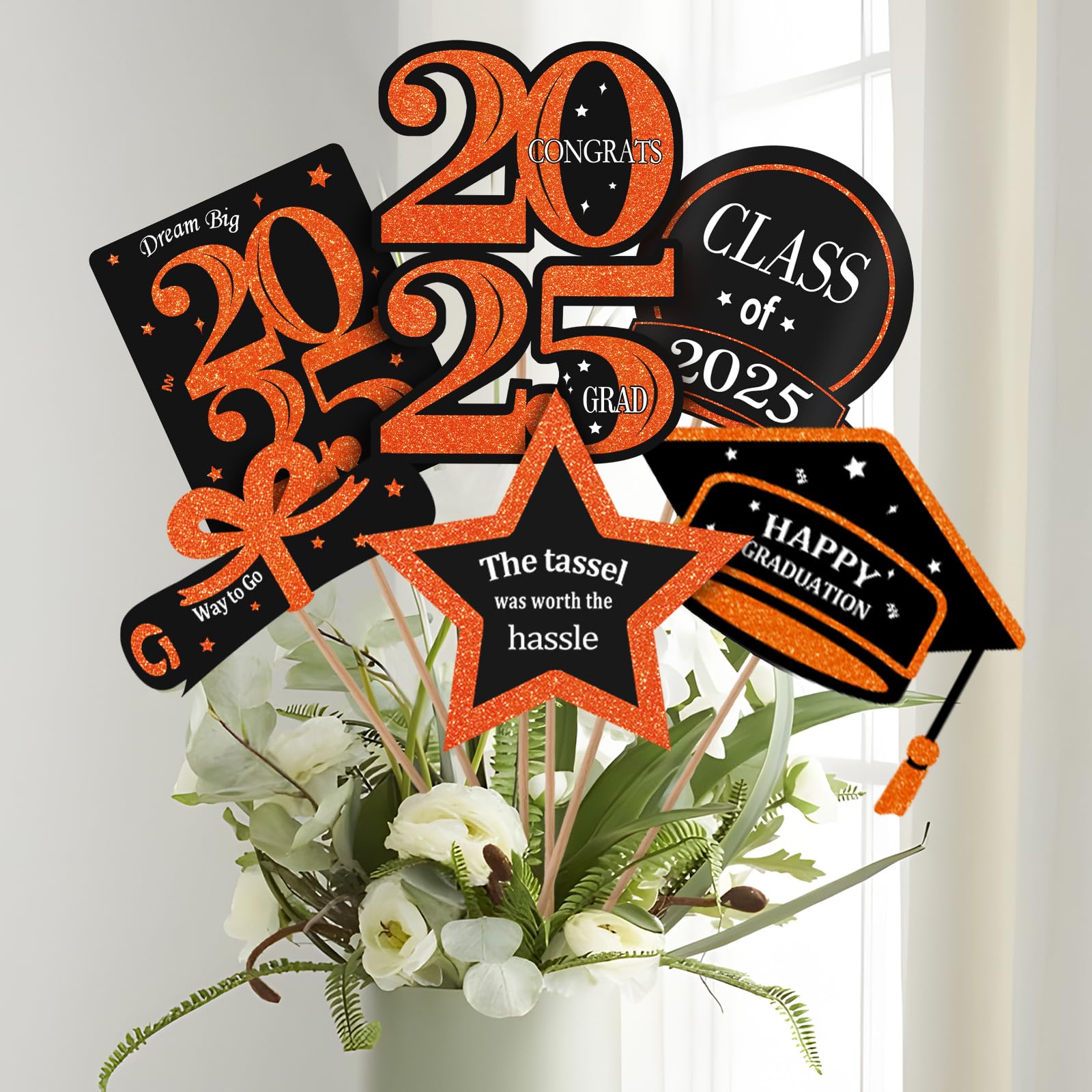 Graduation Decorations 2025 Deals - 30 Pack Orange and Black Grad ...