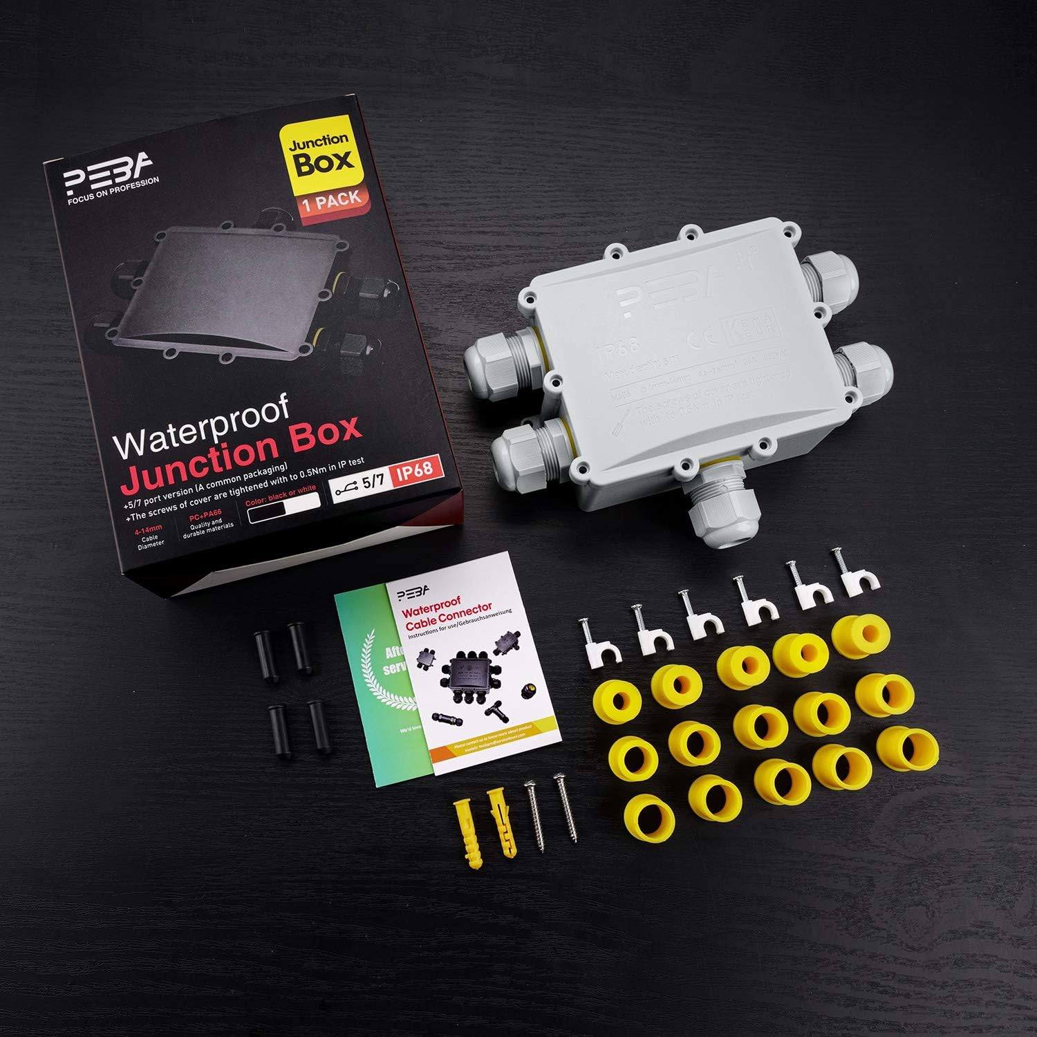 PEBA Waterproof Junction Box IP68 5-Way Outdoor Cable Electrical ...