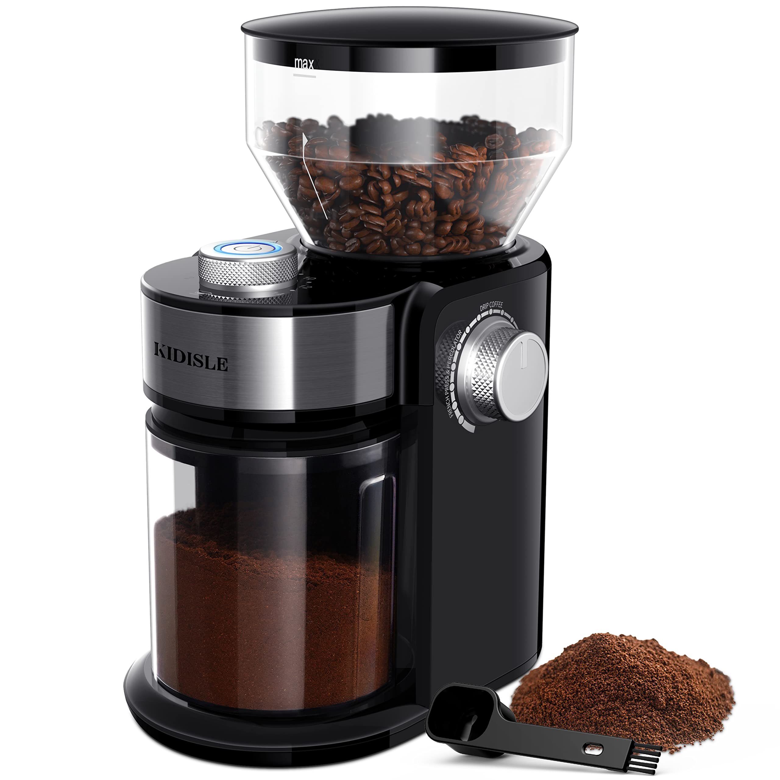 KIDISLE Electric Burr Coffee Grinder, 2-14 Cup, Adjustable Burr Mill ...