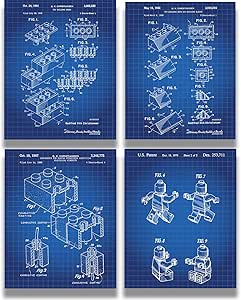 Amazon.com: Legos Patent - A Set of Four Lego Patents Wall Art Decor ...