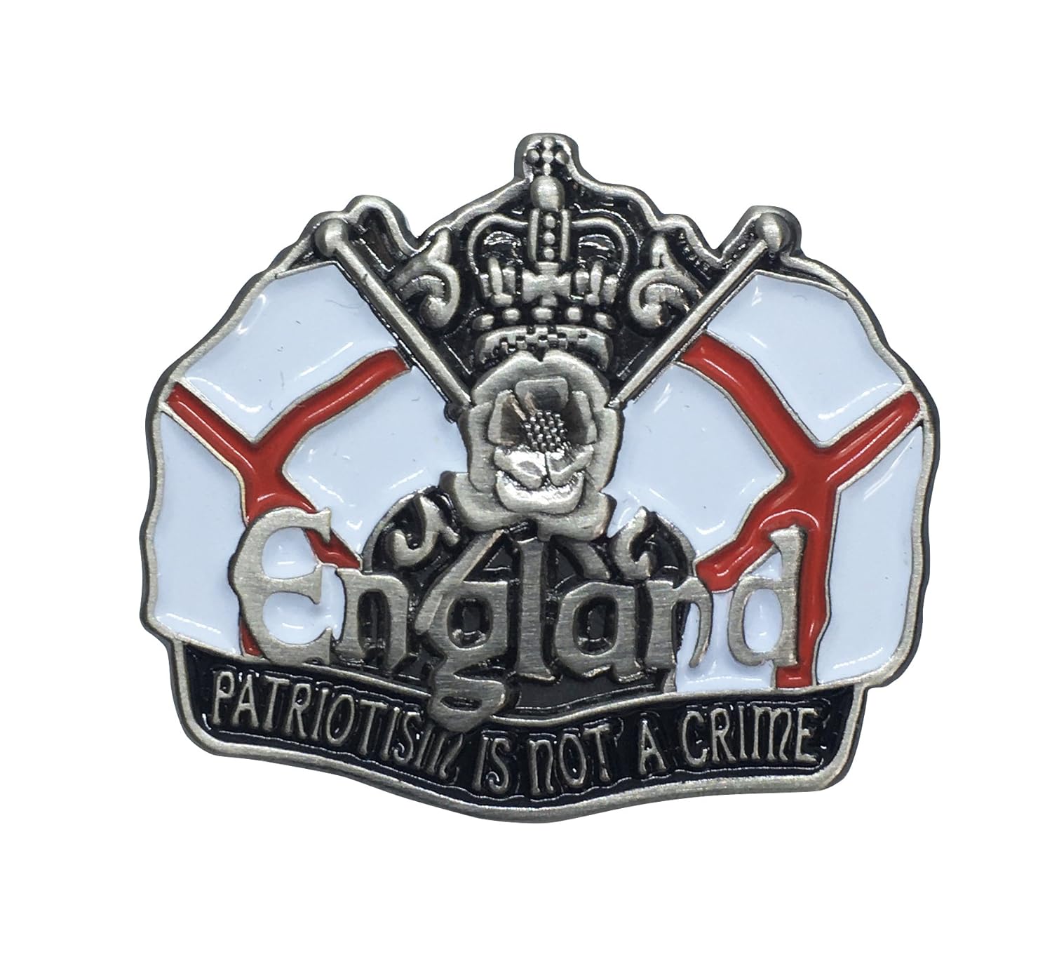 ENGLAND LAPEL BADGE "PATRIOTISM IS NOT A CRIME" IN ANTIQUE NICKEL ...