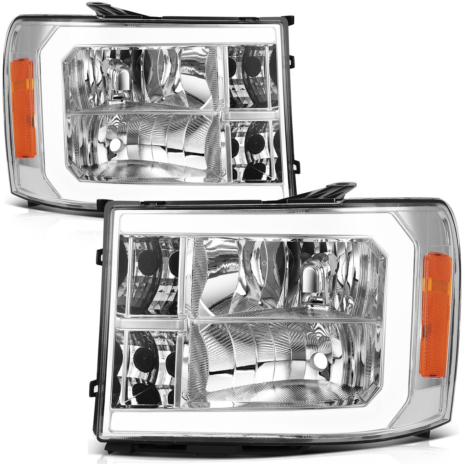 SCITOO Pair Headlight Assembly Fits for GMC Sierra 1500 2007-2013 for ...