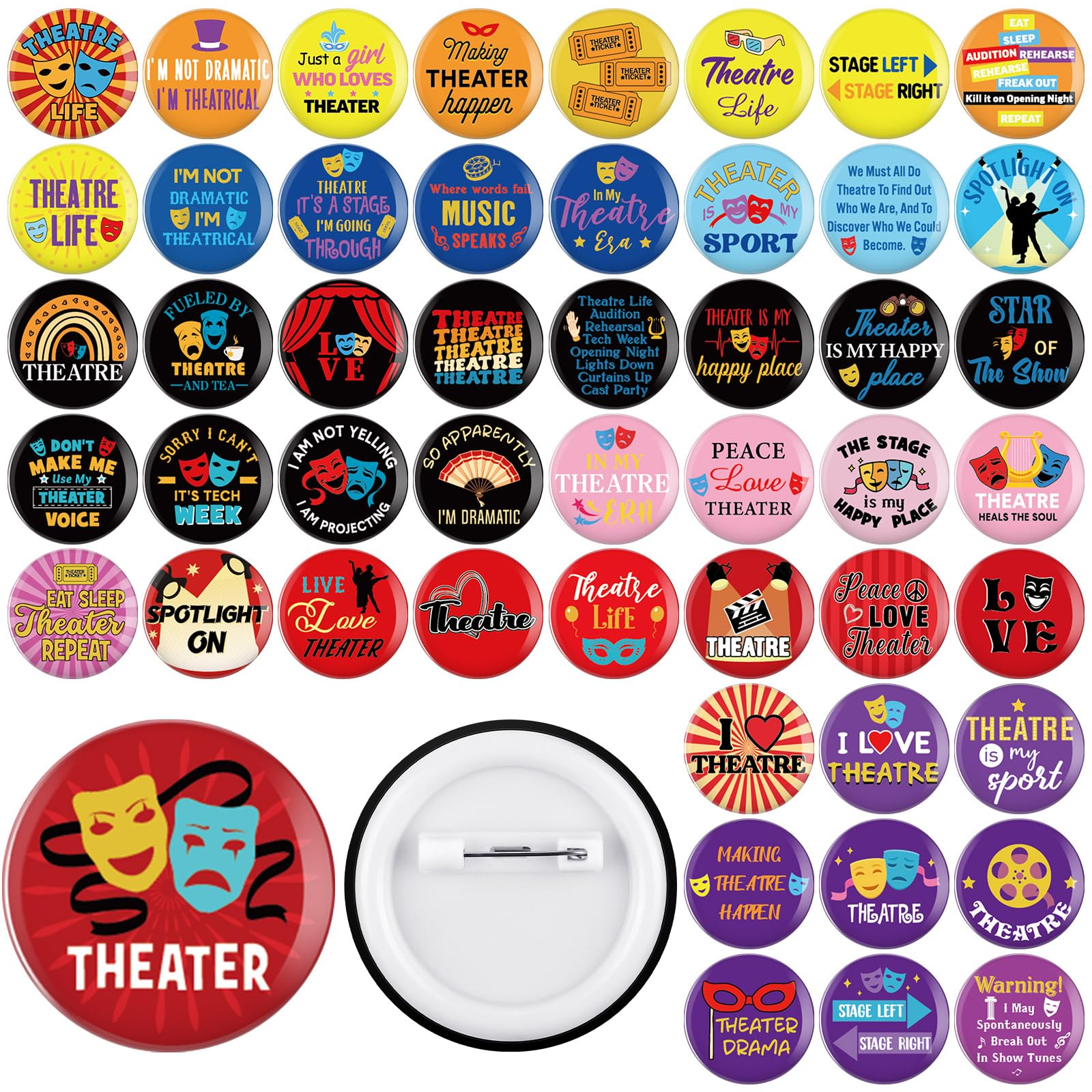 Mua 50 Pcs Theater Button Pins Bulk Musical Theater Badges Broadway ...