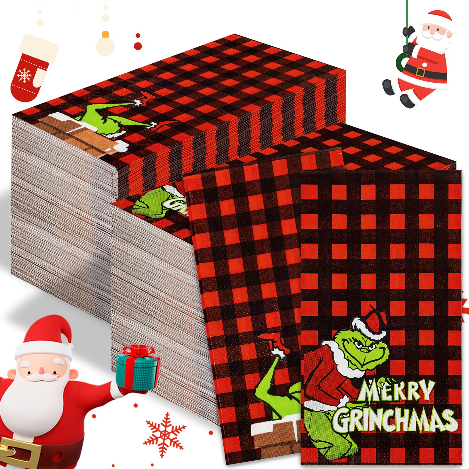 I00000 100Pack -3Ply Grinch Napkins, Grinch Party Supplies Merry ...