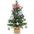 Amazon.com: 23.6 Inch Mini Tabletop Christmas Tree with Lights ...