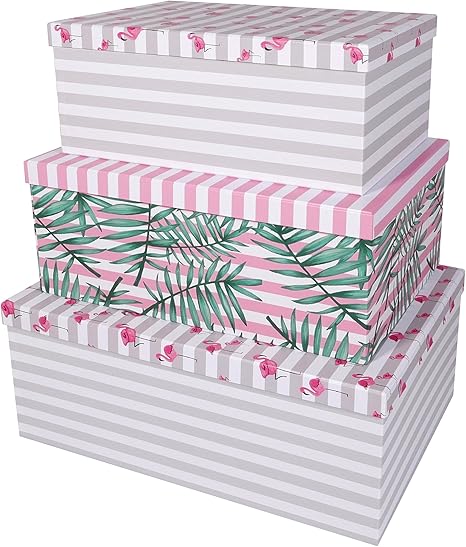 SLPR Decorative Storage Cardboard Boxes (Set of 3, Tropical) | Nesting ...