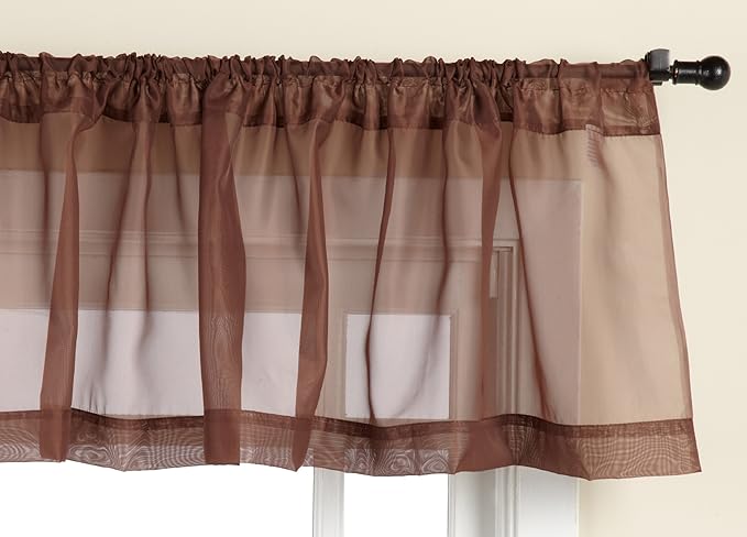 Stylemaster Elegance 60 by 14-Inch Sheer Voile Valance, Chocolate ...