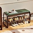 Amazon.com: Solid Wood Shoe Bench, 2-Tier Wooden Storage Entryway Bench ...