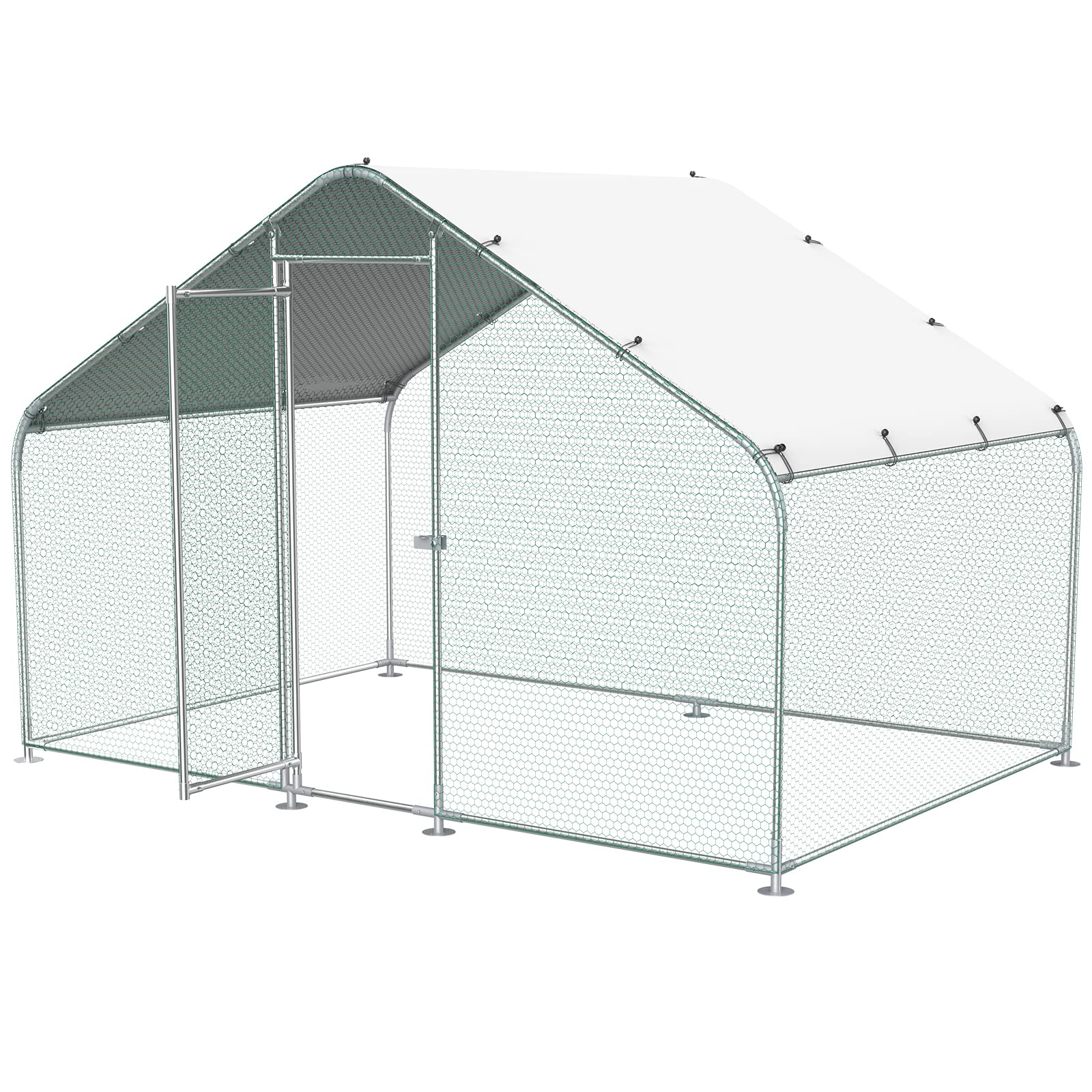 Unovivy Large Metal Chicken Coop Run, Walk-in Poultry Cage Heavy Duty ...